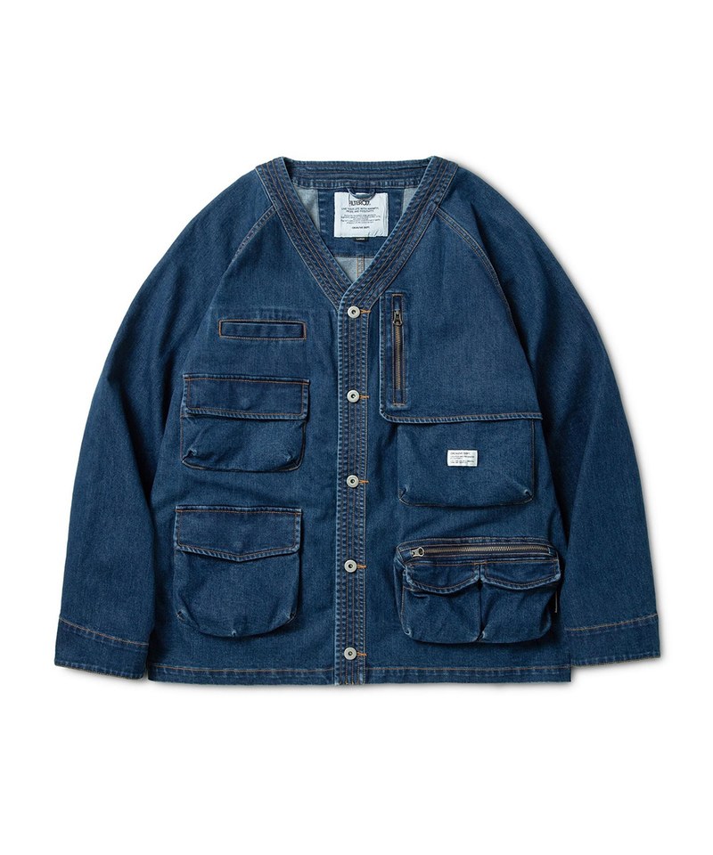 Denim Fishing jacket 水洗丹寧獵裝外套 - plain-me 搭配美好的一天